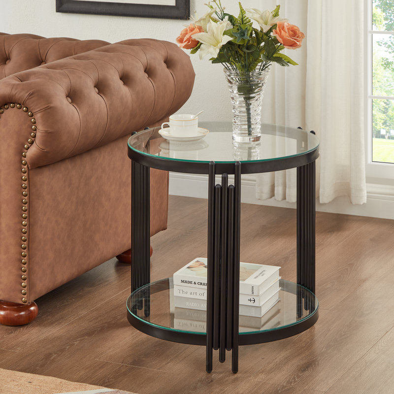 Wrought Studio Breannon Glass Top End Table Reviews Wayfair